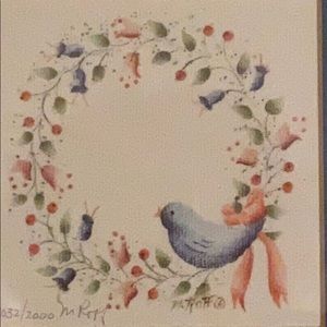 M. Roff | Wall Decor | Framed Mary Roff Theorem Wreath Print Signedered ...
